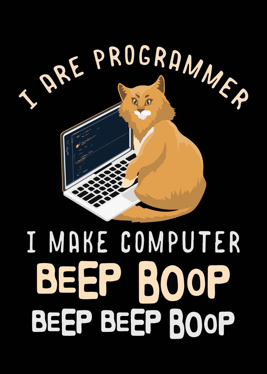 'Programmer Cat' Poster, picture, metal print, paint by Metal Posters ...