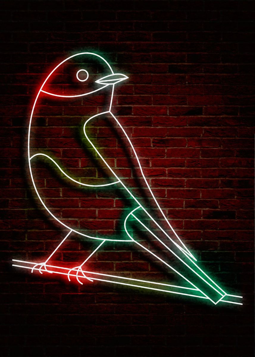 'neon bluebird' Poster, picture, metal print, paint by Izmo Scribbles ...