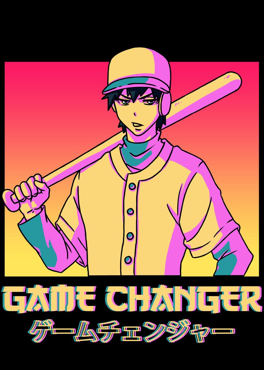 'Anime Boy Baseball' Poster, picture, metal print, paint by ...