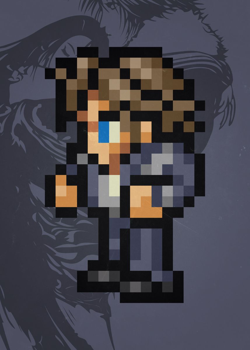 'FF VIII Squall Pixel' Poster, picture, metal print, paint by Ze Wiss ...