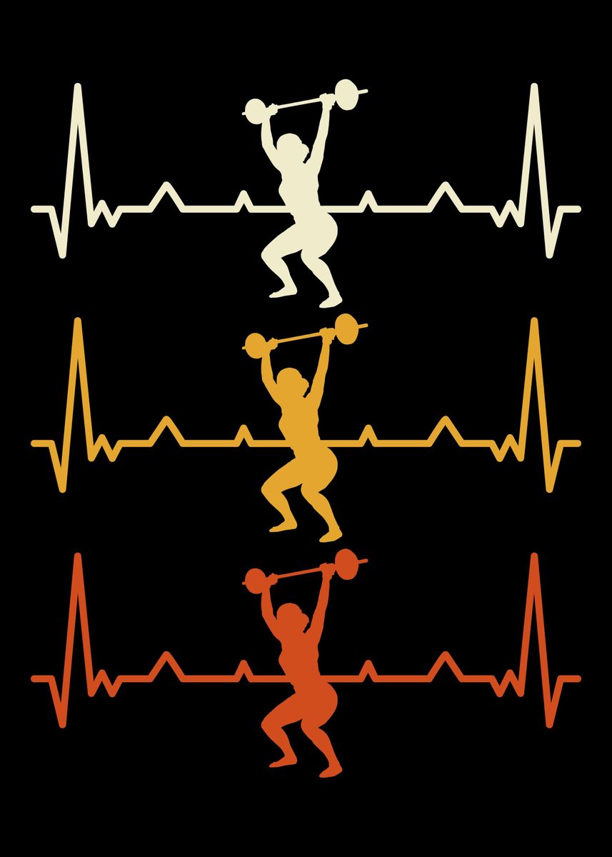 'Weightlifting Heartbeat' Poster, picture, metal print, paint by ...