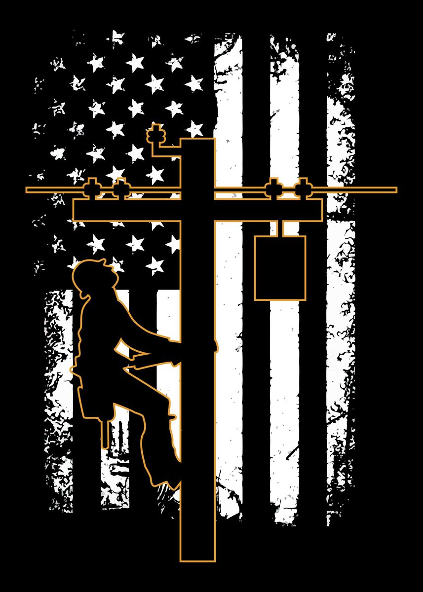 'Lineman Flag Lineman Elect' Poster, picture, metal print, paint by ...