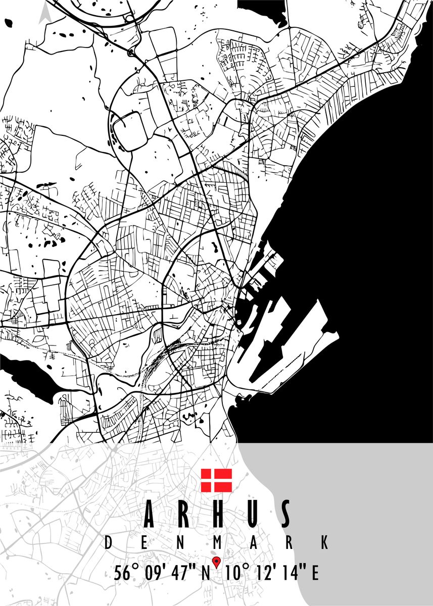 'Arhus Map Denmark' Poster by Artistic Paradigms | Displate