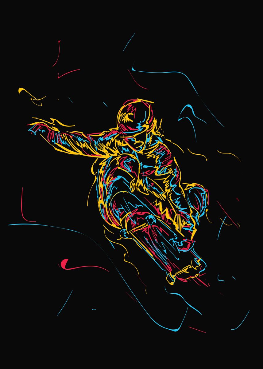 'Abstract skateboarder' Poster by SheldonBennett Studio | Displate