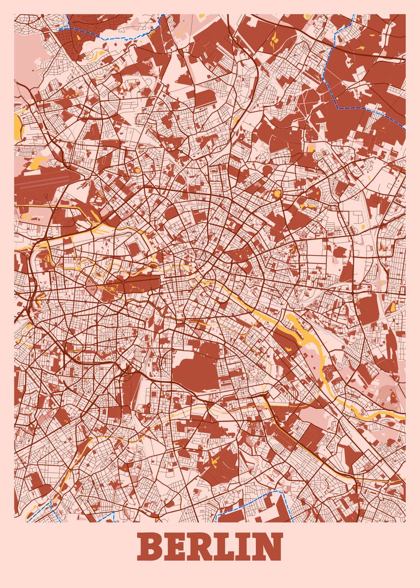 'Berlin City Map Germany' Poster, picture, metal print, paint by Max ...