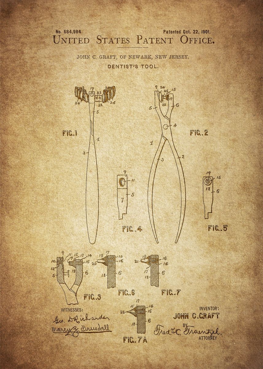 'Job Patent' Poster, picture, metal print, paint by BigBaby | Displate