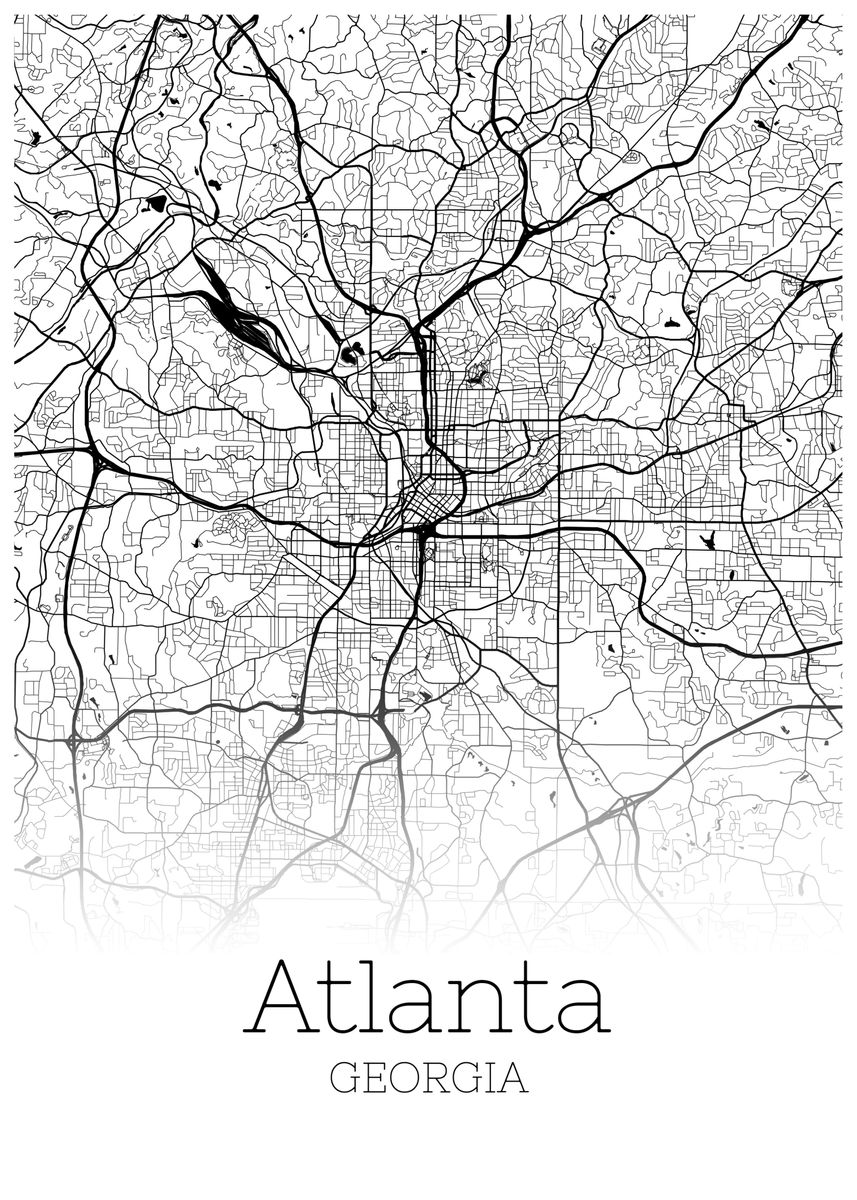 'Atlanta Georgia City Map' Poster, picture, metal print, paint by Max ...