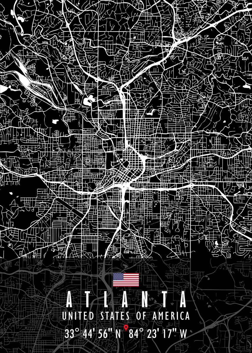 'Atlanta Map USA' Poster, picture, metal print, paint by Artistic ...