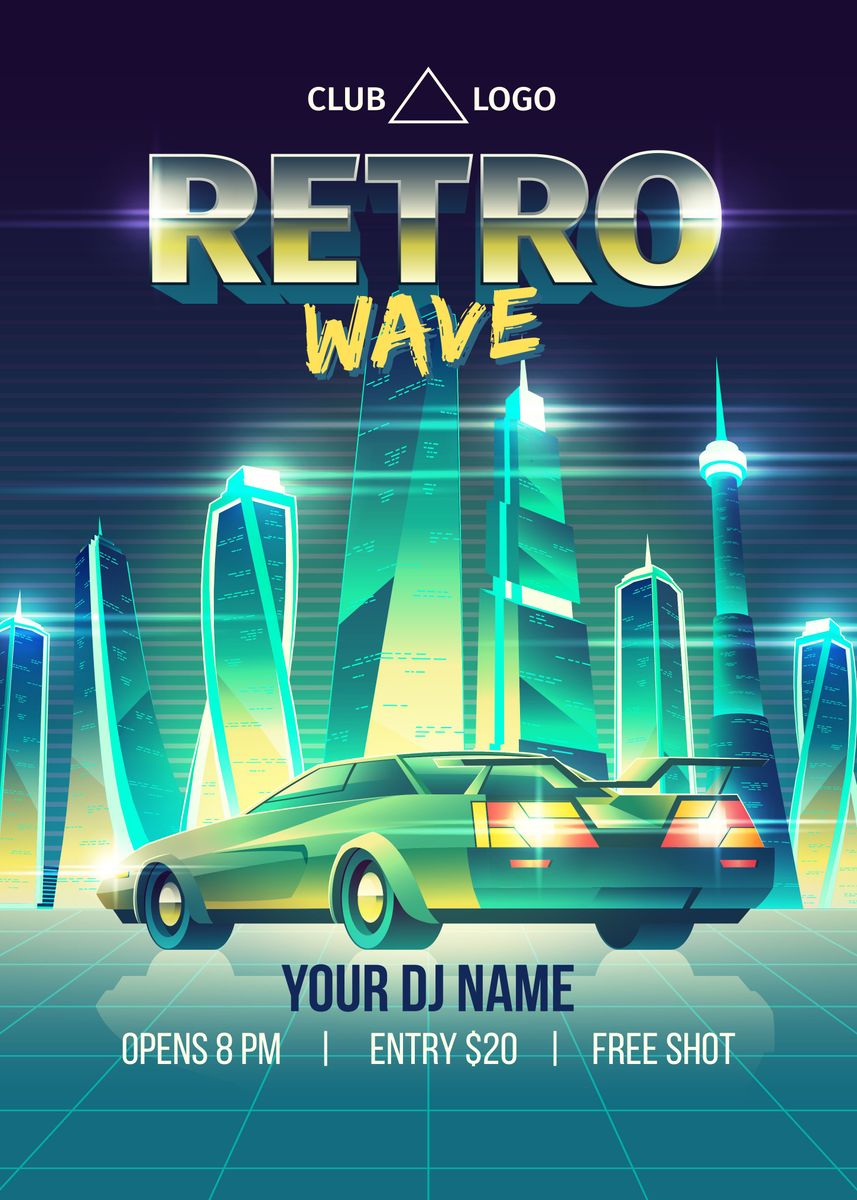 'Retro wave music' Poster, picture, metal print, paint by ...