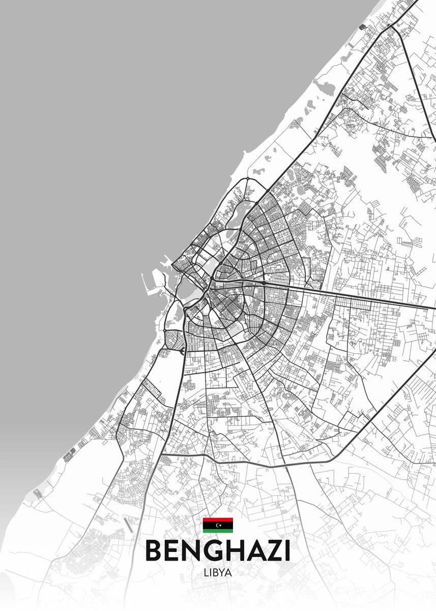 'Benghazi LY' Poster, picture, metal print, paint by IMR Designs | Displate