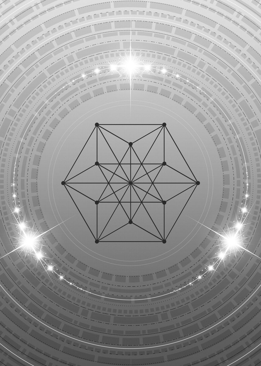 'Gray Sacred Geometry Glyph' Poster by Holy Rock Design | Displate