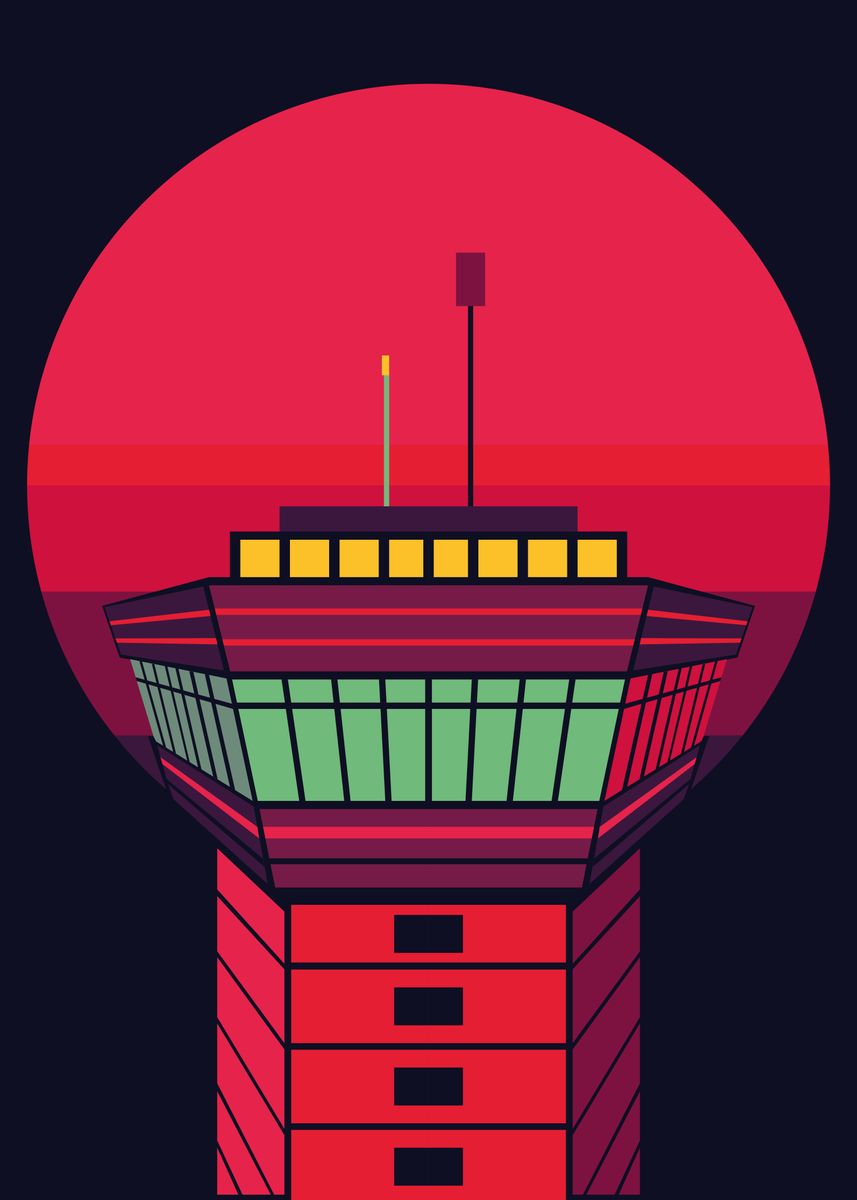 'Retro ATC Tower' Poster by Viability Creative | Displate