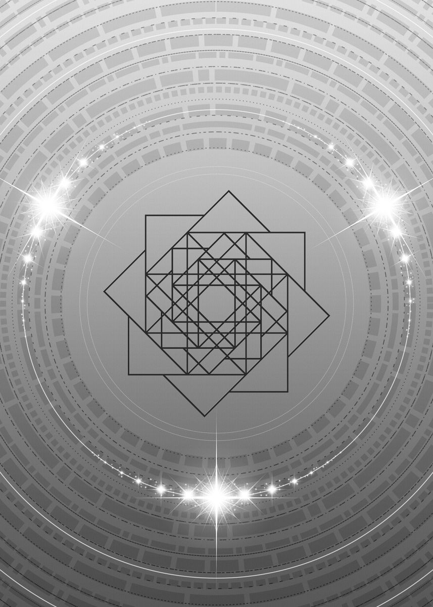 'Gray Sacred Geometry Glyph' Poster by Holy Rock Design | Displate