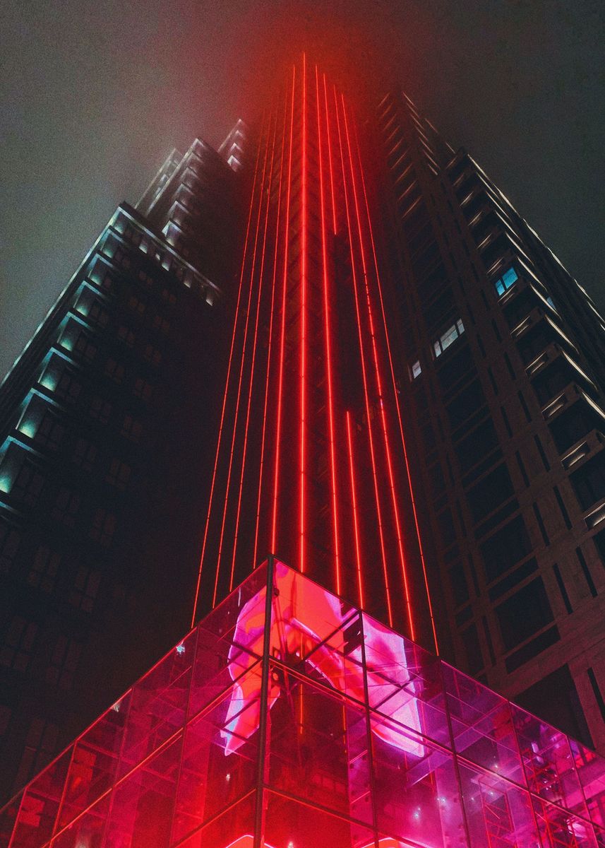 'Red beams of neon' Poster by Designersen | Displate