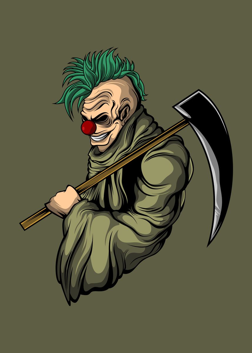 'Deadly clown' Poster, picture, metal print, paint by Lloyd Studio | Displate