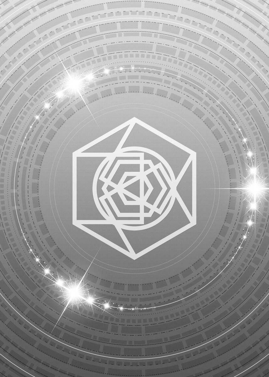 'Grey Sacred Geometry Glyph' Poster, picture, metal print, paint by ...