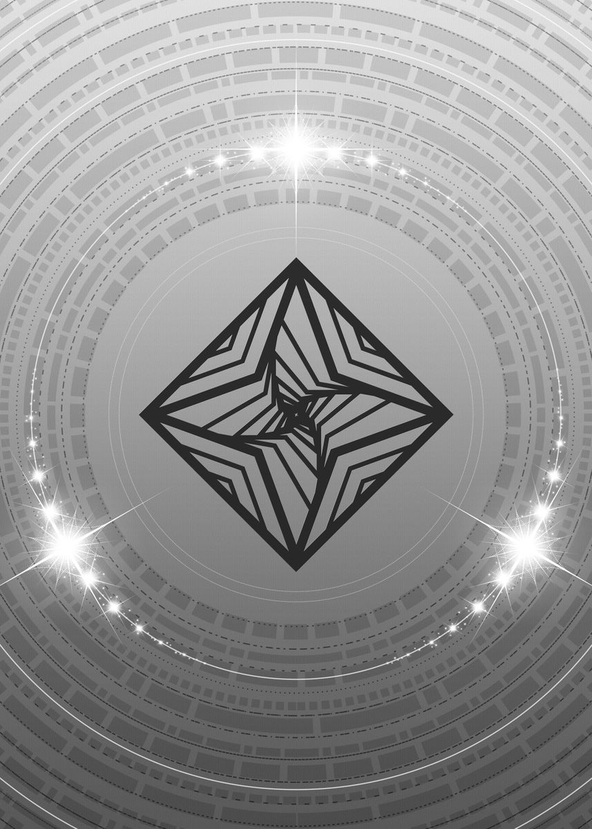 'Grey Geometric Glyph Rune' Poster by Holy Rock Design | Displate