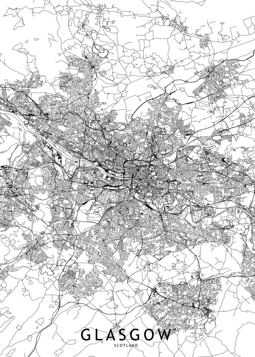 'Glasgow Map' Poster, picture, metal print, paint by Multiplicity Maps ...