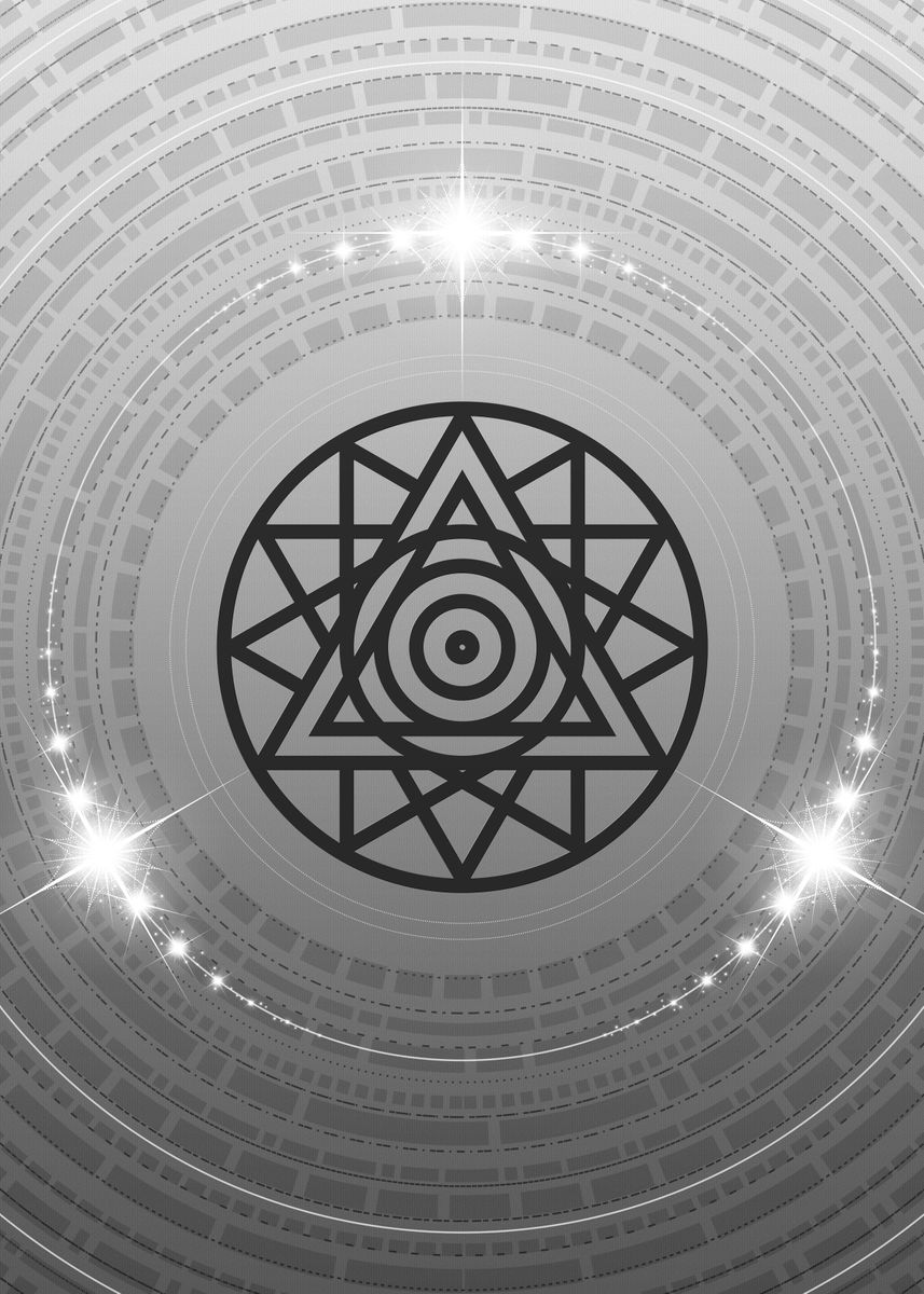 'Grey Sacred Geometry Glyph' Poster by Holy Rock Design | Displate