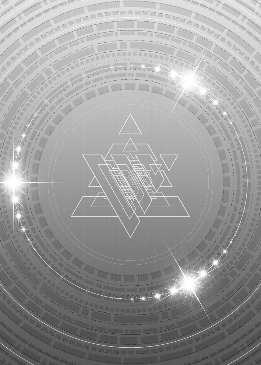 'Grey Geometric Glyph Rune' Poster by Holy Rock Design | Displate