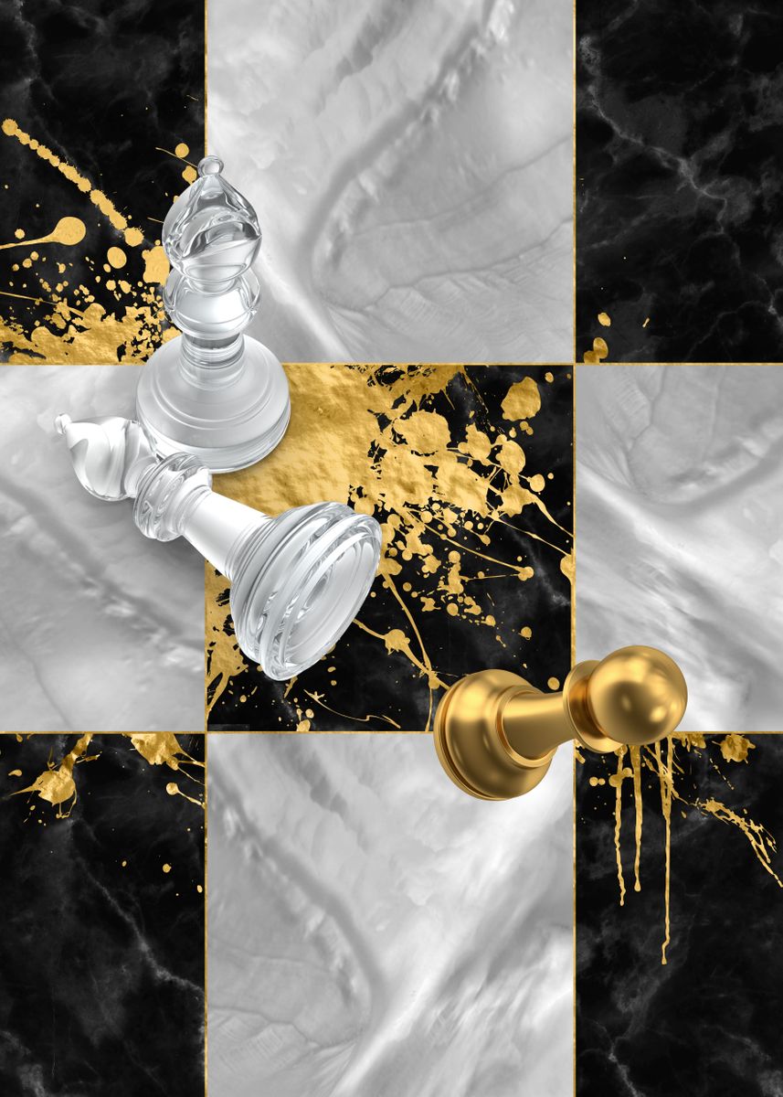 'Chess Abstract Art ' Poster, picture, metal print, paint by Lioudmila ...