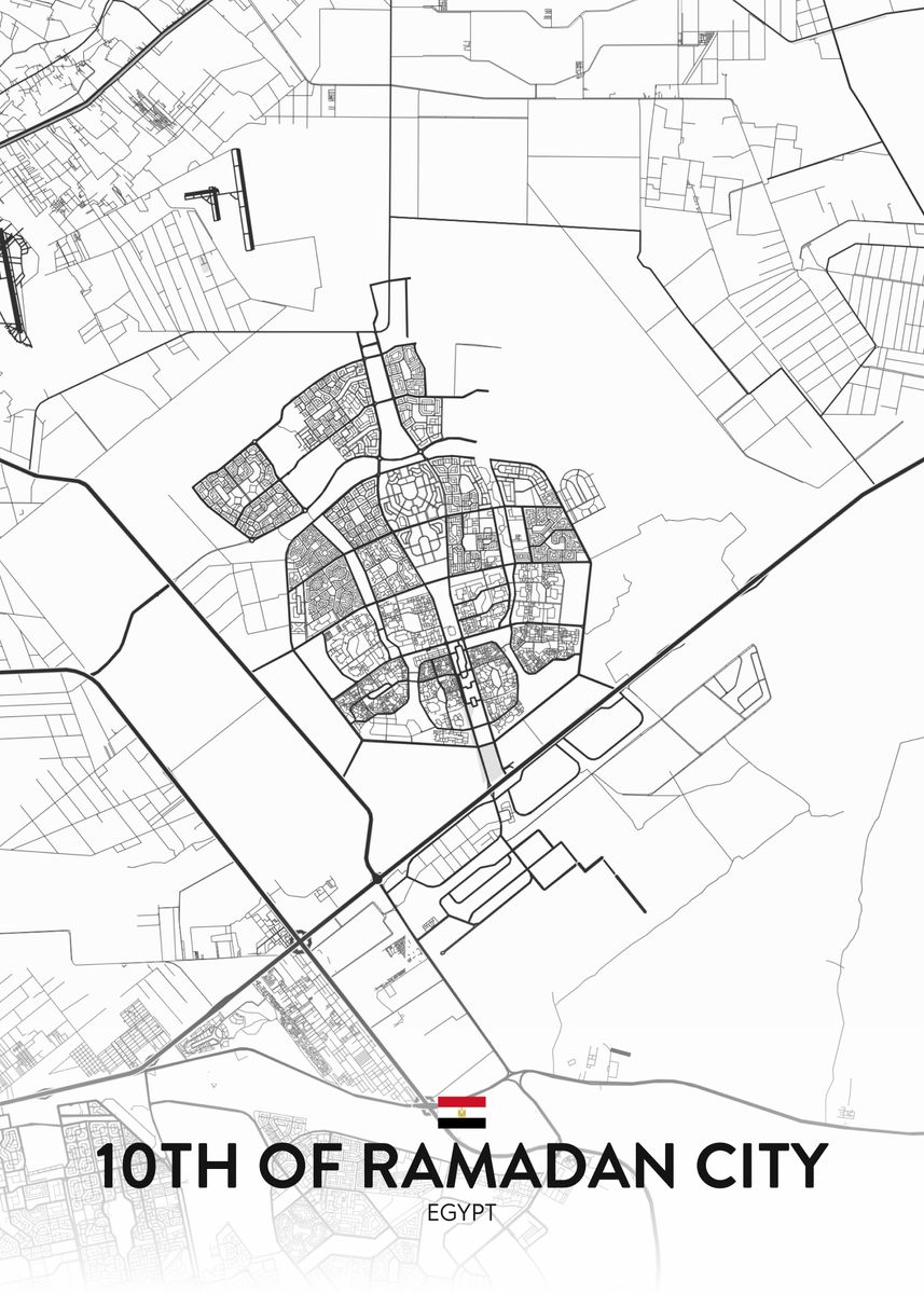 '10th of Ramadan City EG' Poster, picture, metal print, paint by IMR ...