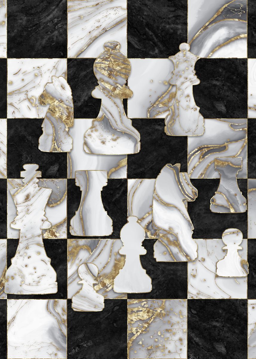 'Chess Abstract Art ' Poster, picture, metal print, paint by Lioudmila ...