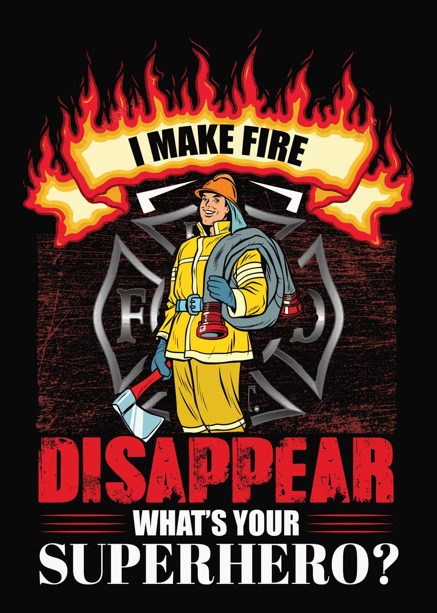 'Firefighter Fireman Fire' Poster, picture, metal print, paint by ...