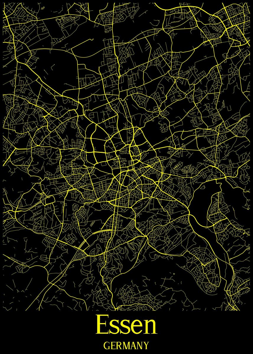 'Essen City Map Germany' Poster, picture, metal print, paint by Max ...