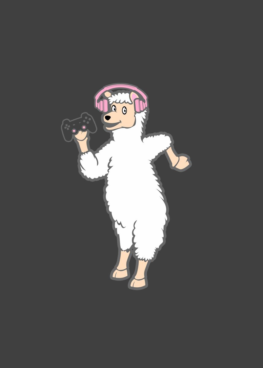 'Gamer Llama' Poster, picture, metal print, paint by BeMi | Displate