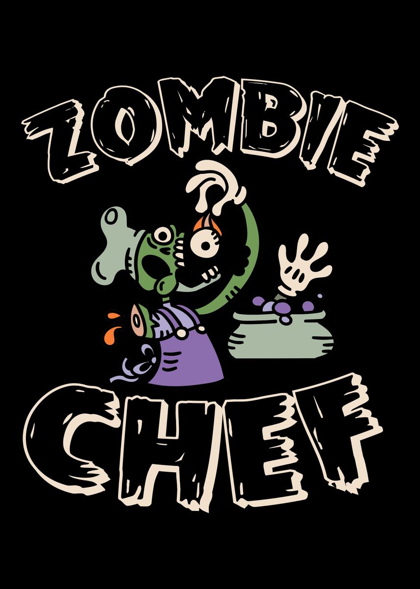'Zombie Chef Cooking Cook' Poster, picture, metal print, paint by ...