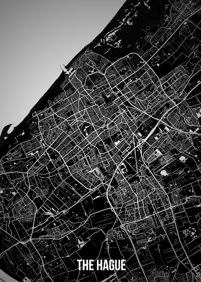 'The Hague dark map' Poster by Stefano Lunghi | Displate