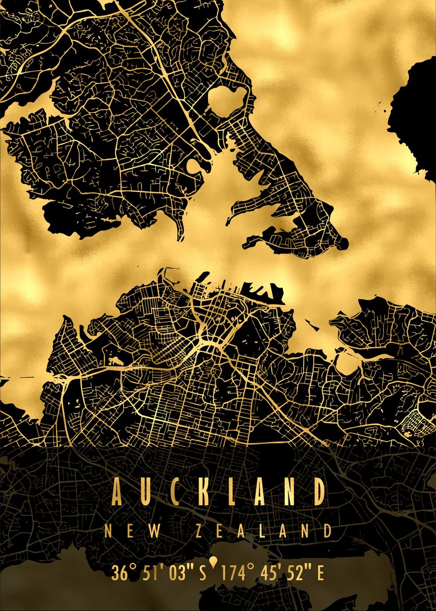 'Auckland Map New Zealand' Poster by Artistic Paradigms | Displate