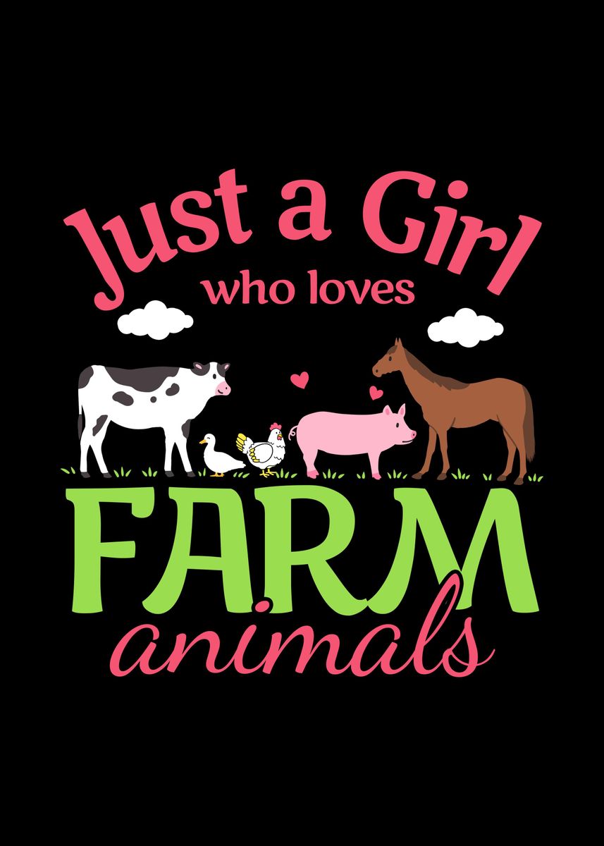 'Farm Animals Farmer' Poster, picture, metal print, paint by Mealla ...