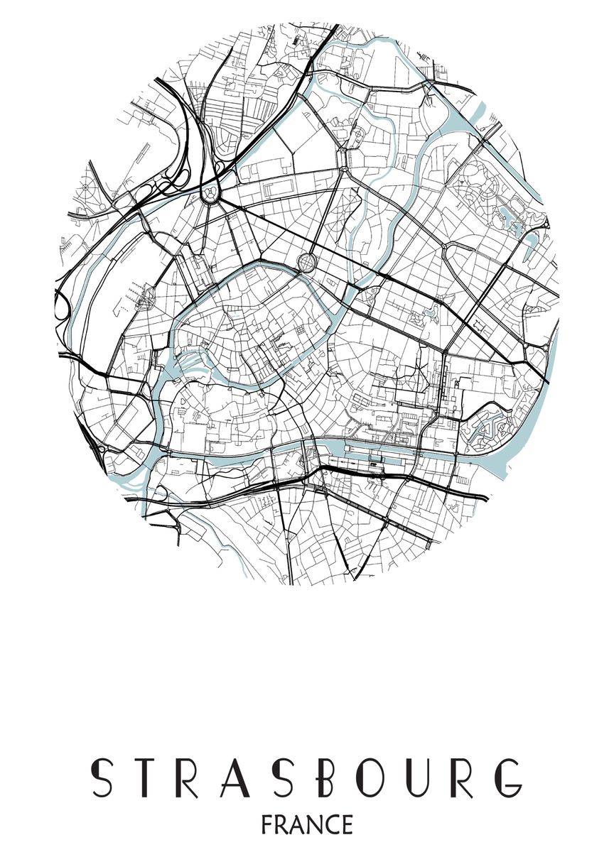 'Strasbourg France Map' Poster, picture, metal print, paint by Tim Hinz ...