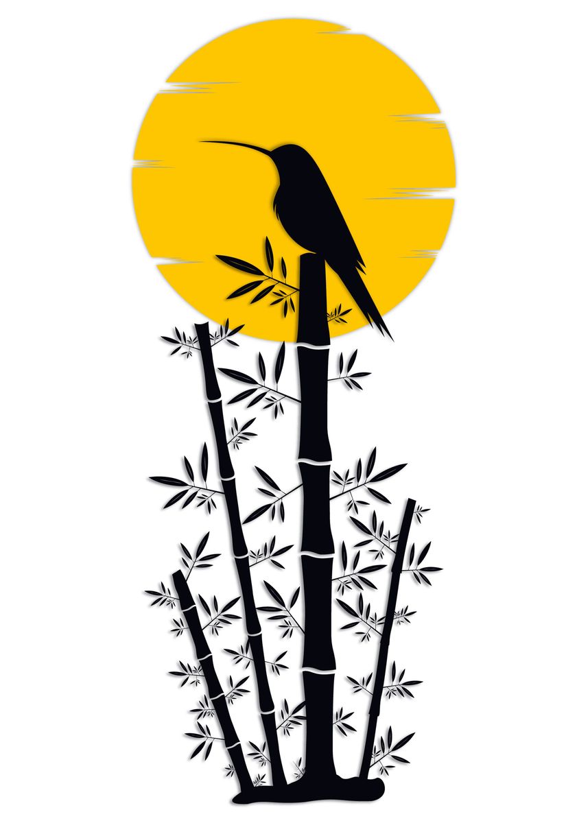 'Bamboo Tree Bird' Poster, picture, metal print, paint by Max Ronn ...