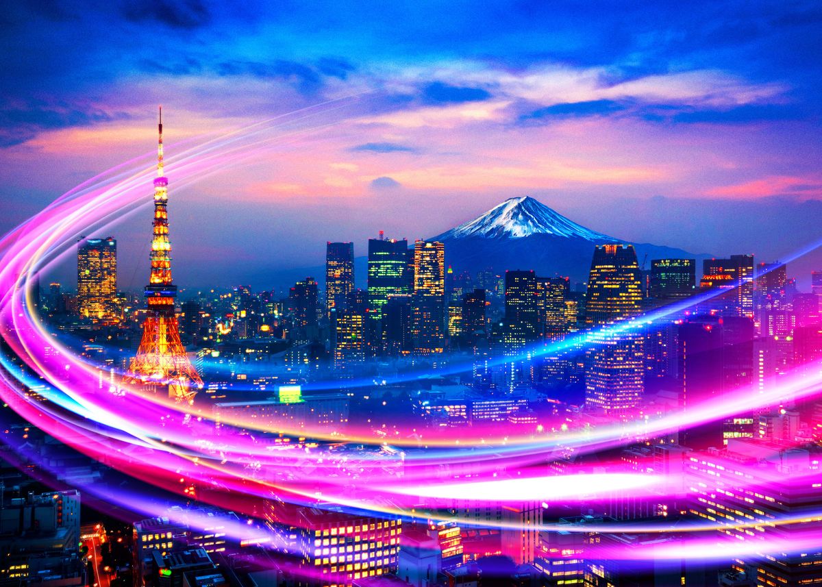 'Neon city Tokyo' Poster by Synthwave 1950 | Displate