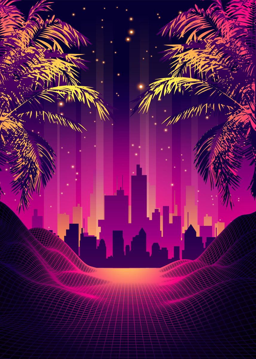 'landscape cyber surface' Poster, picture, metal print, paint by ...