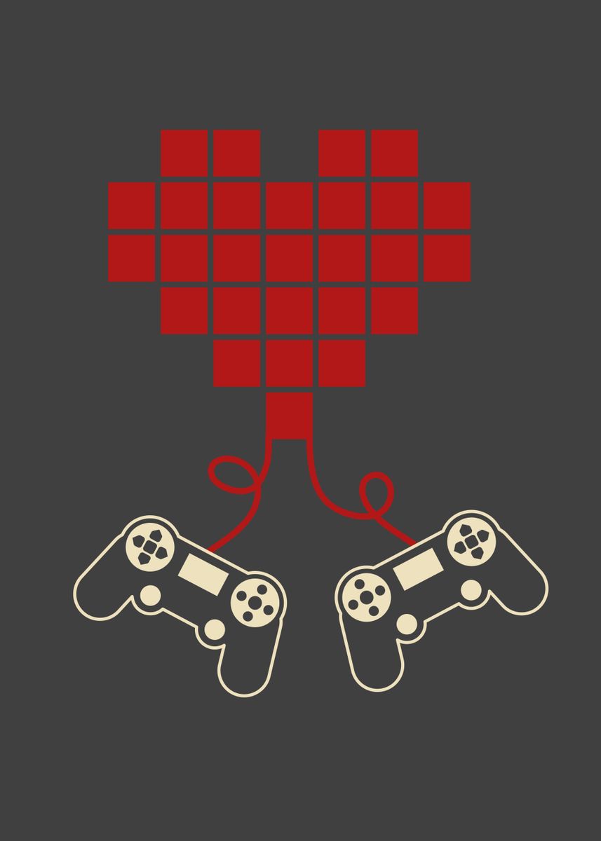 'Video Gamer Heart' Poster, picture, metal print, paint by ...