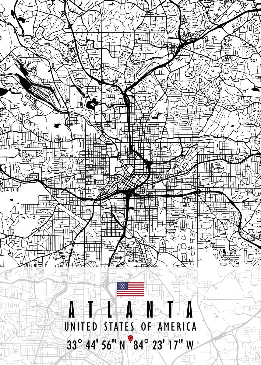 'Atlanta Map USA' Poster, picture, metal print, paint by Artistic ...