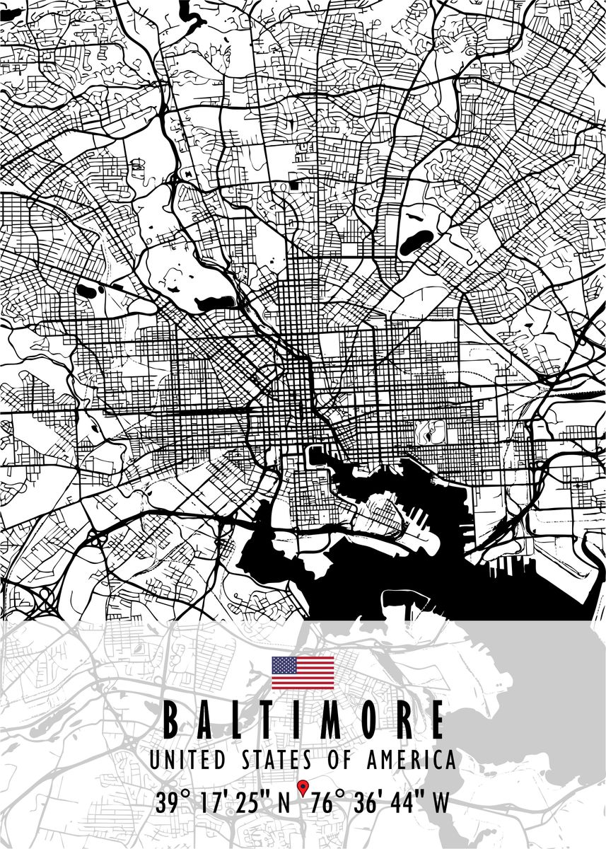 'Baltimore Map USA' Poster by Artistic Paradigms | Displate