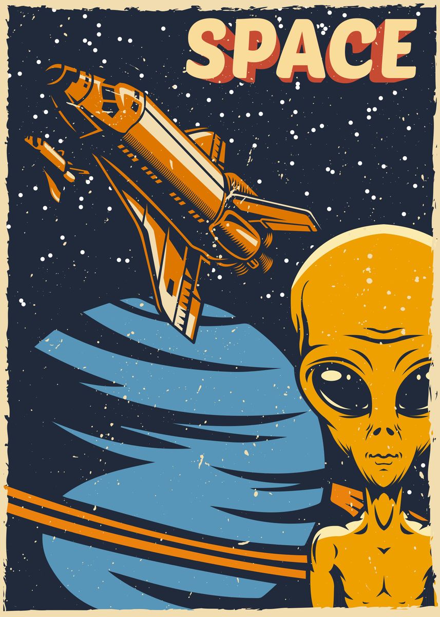 'Alien and Space' Poster, picture, metal print, paint by OXT Design ...