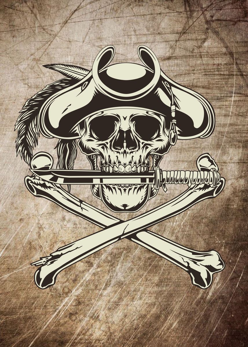 'PIRATE METAL DISTRESSED' Poster, picture, metal print, paint by Atomic ...