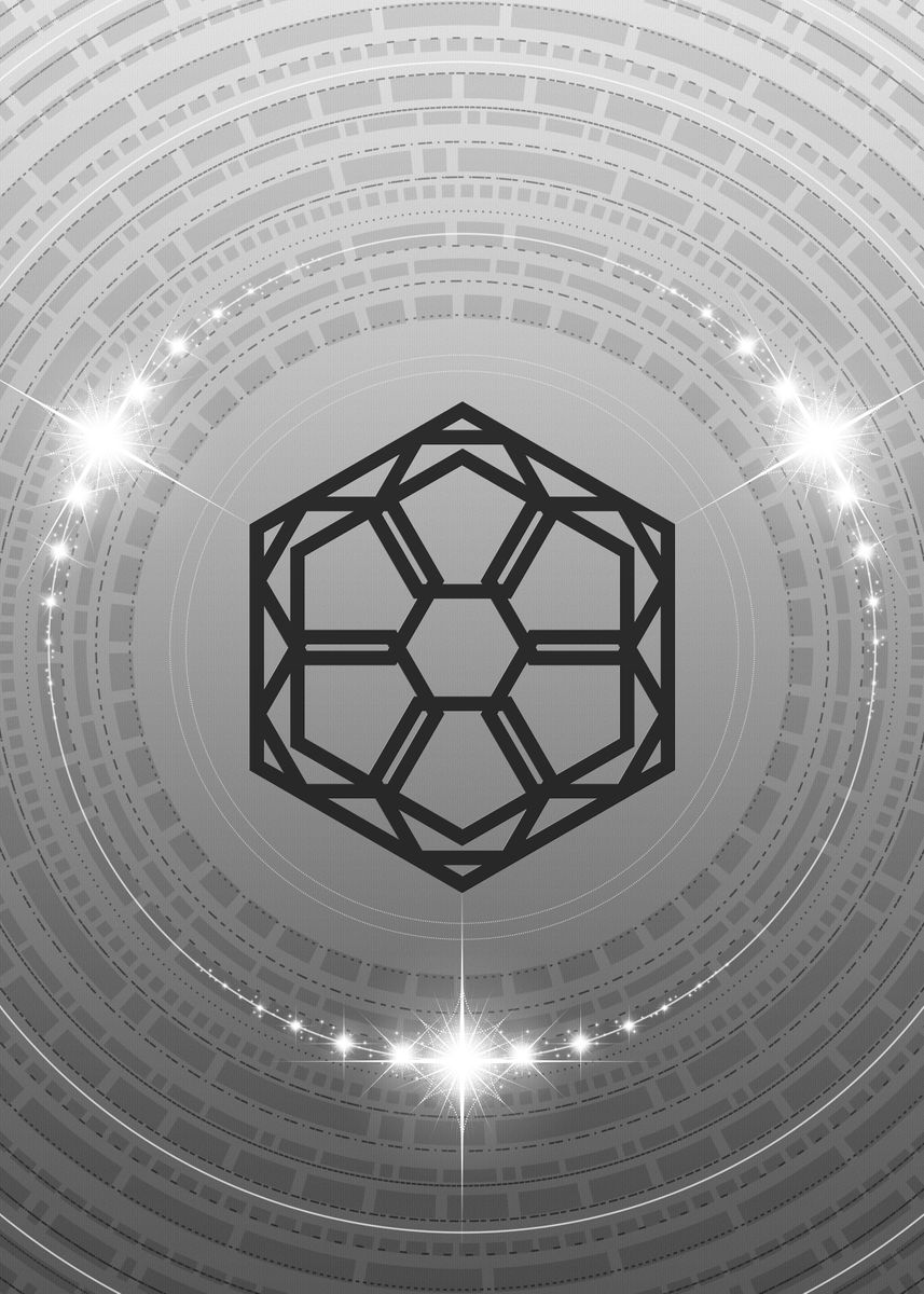 'Grey Sacred Geometry Glyph' Poster, picture, metal print, paint by ...