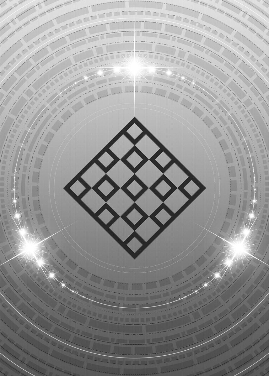 'Grey Geometric Glyph Rune' Poster by Holy Rock Design | Displate