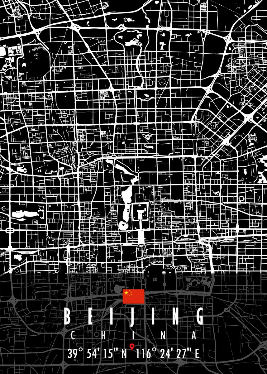 'Beijing Map China' Poster by Artistic Paradigms | Displate
