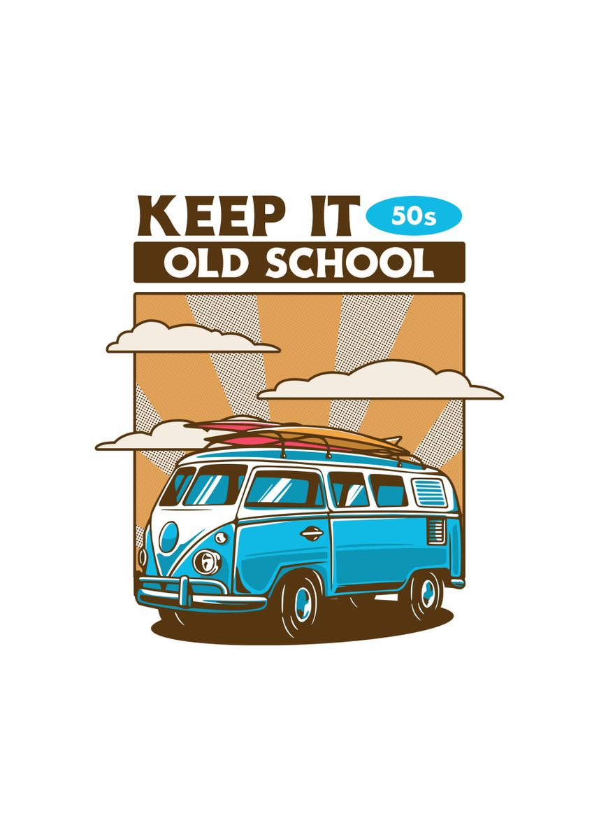 'Ols School Camper Van' Poster, picture, metal print, paint by ...