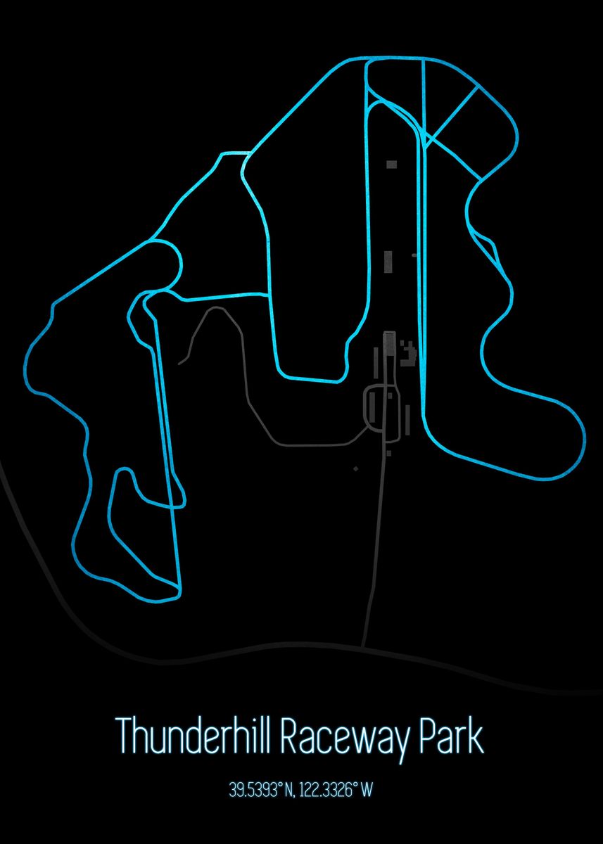 'Thunderhill Raceway Map' Poster, picture, metal print, paint by The ...