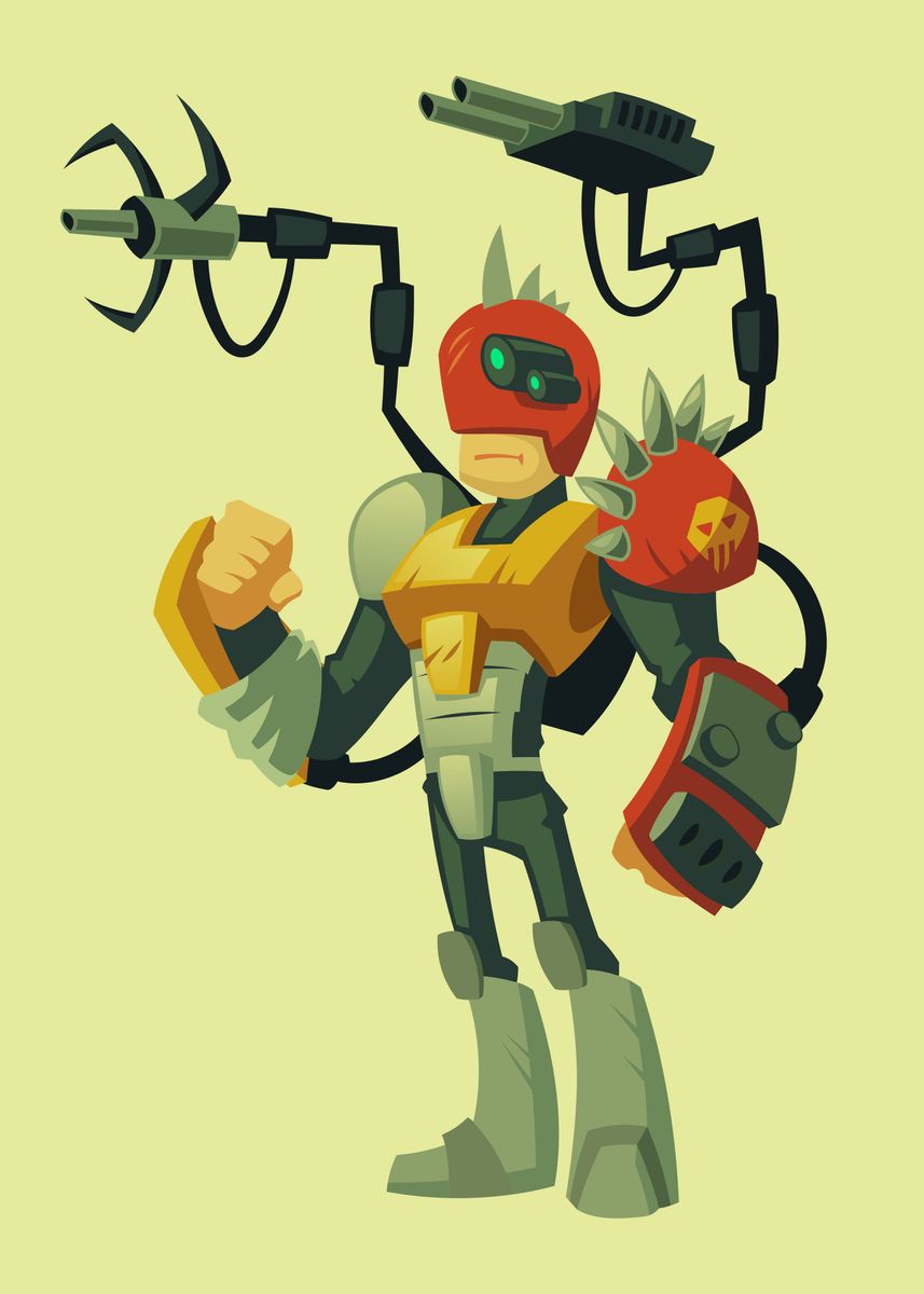 'Cartoon robot guards' Poster, picture, metal print, paint by Lloyd ...