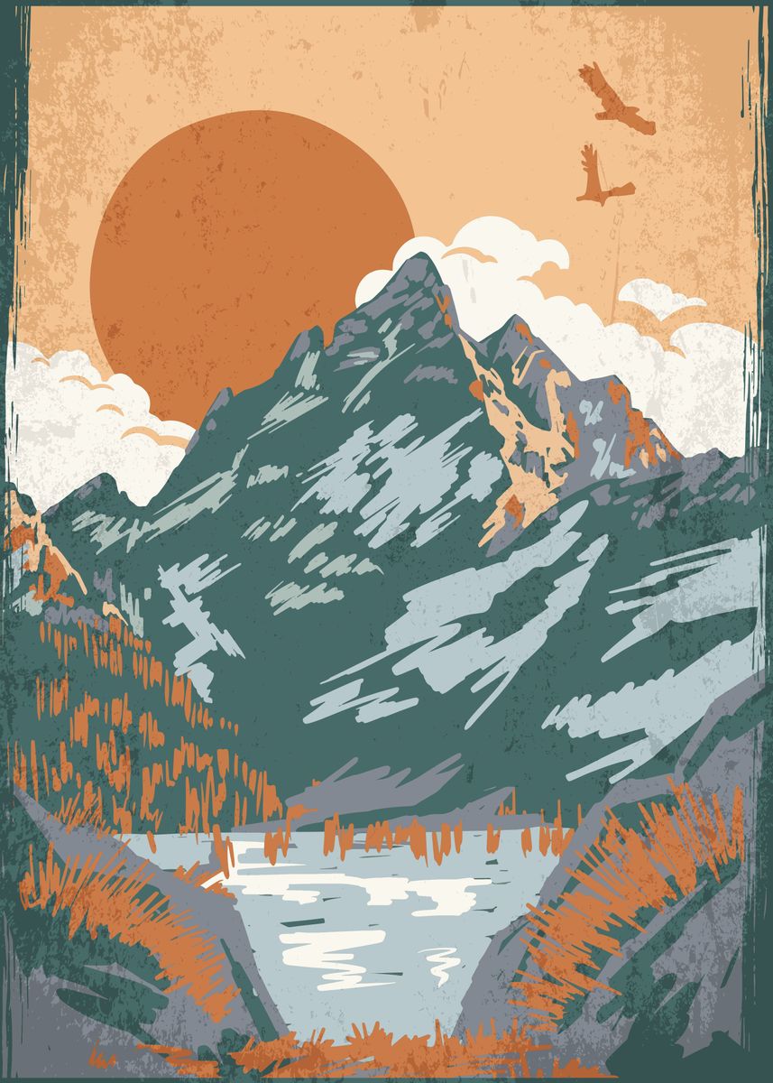 'Sunset Behind Mountain' Poster by BestPrints | Displate